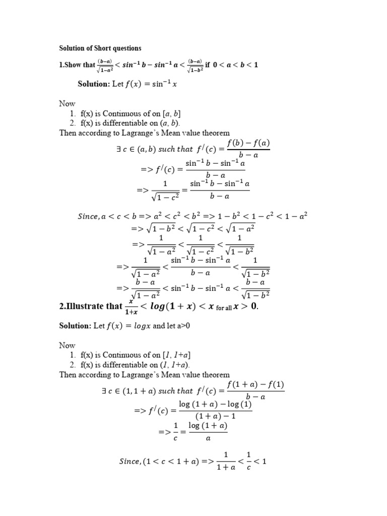 Module 1 Question Bank Solution - BSCG102 | PDF | Derivative | Function ...
