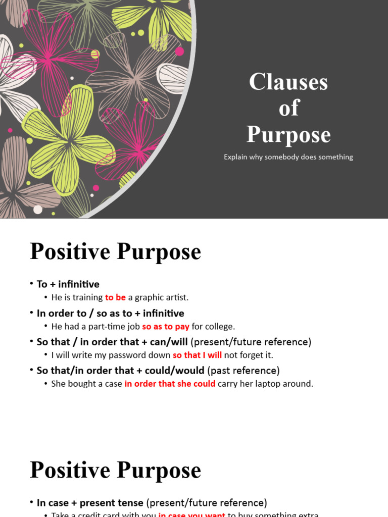 Clauses of Purpose | PDF