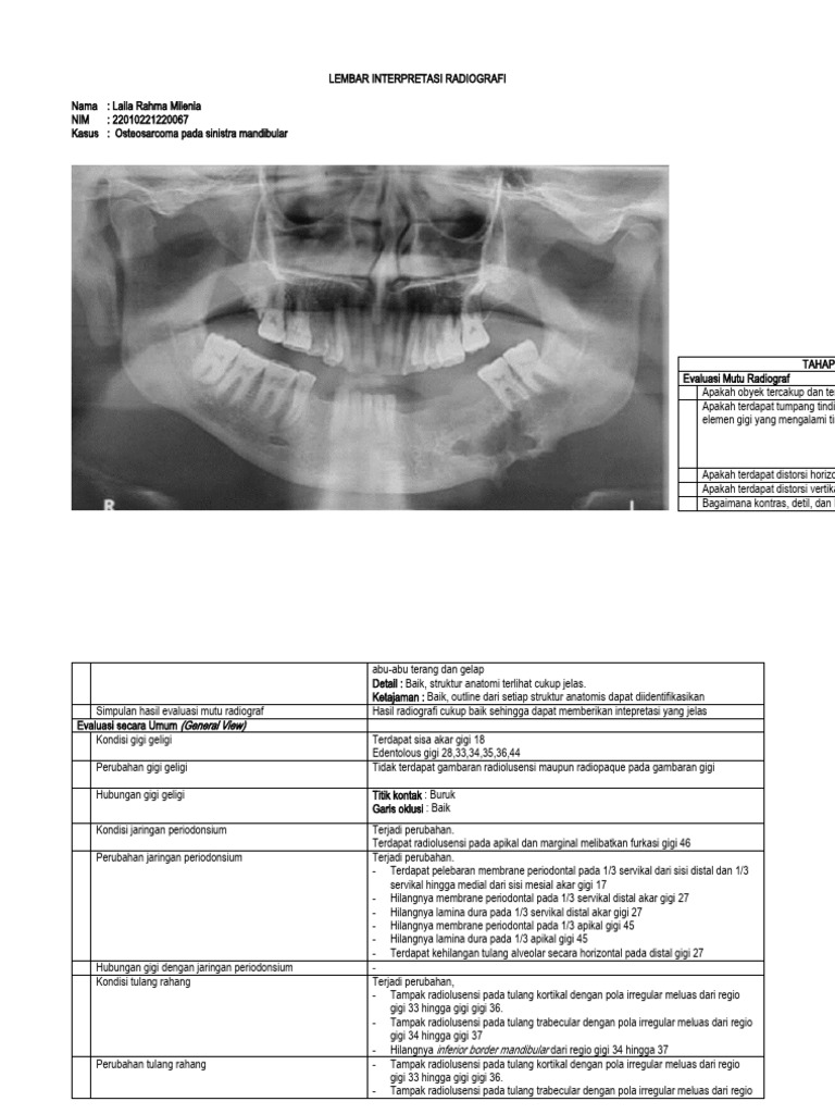 Lembar Interpretasi Radiografi TM 1 | PDF