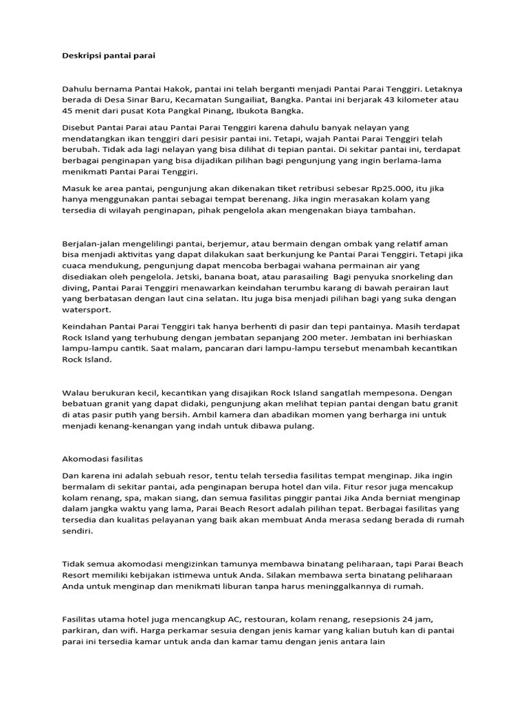 Deskripsi Pantai Parai | PDF