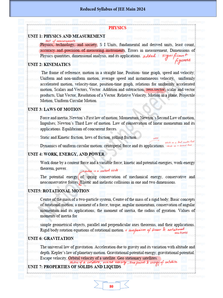 Reduced Syllabus of JEE Main 2024 - Physics-1698910501601 | PDF | Electromagnetic Radiation | Force