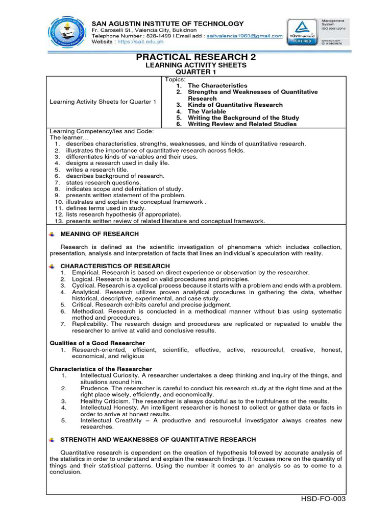 LAS PR 2 1stQ | PDF | Survey Methodology | Statistics