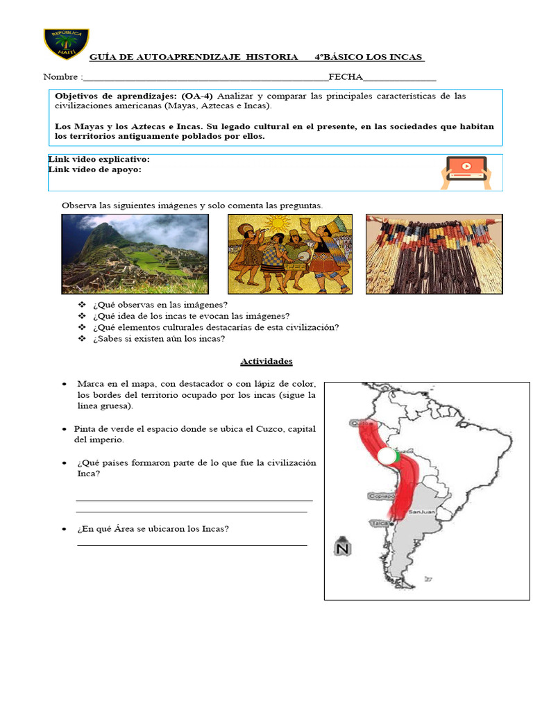 Guia 4° Los Incas | PDF | Imperio Inca