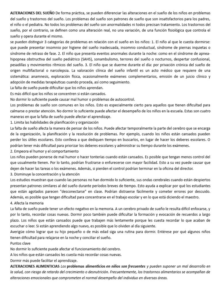 Alteraciones del sueño y alimentación infantil | PDF | Espectro autista ...