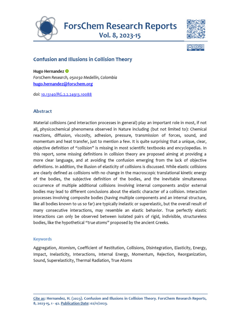 Confusion and Illusions in Collision Theory | PDF | Collision | Force