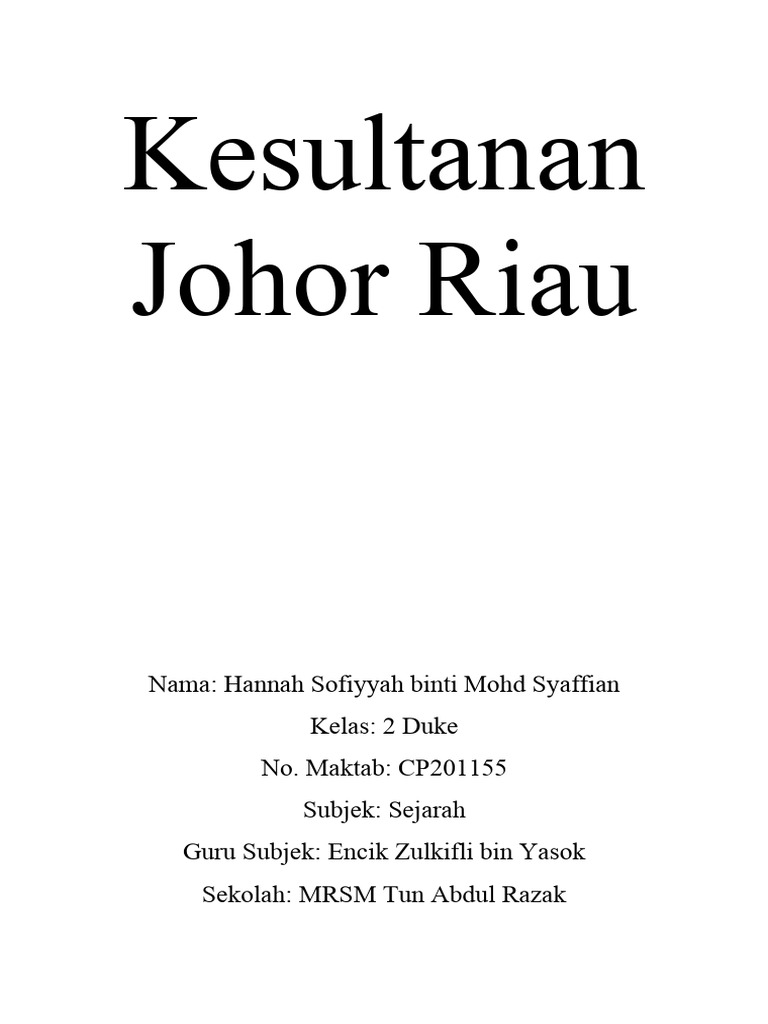 Folio Kesultanan Johor Riau 1 | PDF