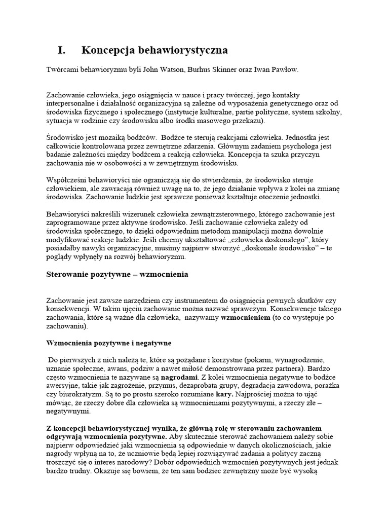 Koncepcje Psychologiczne | PDF