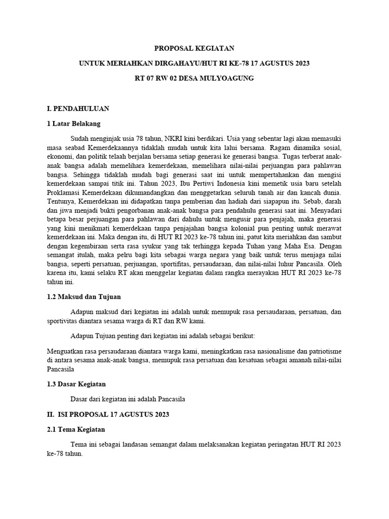 Proposal 17 Agustus 2023 | PDF | Agama & Spiritualitas