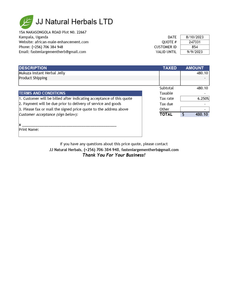 African Enlargement Herbs Quote | PDF