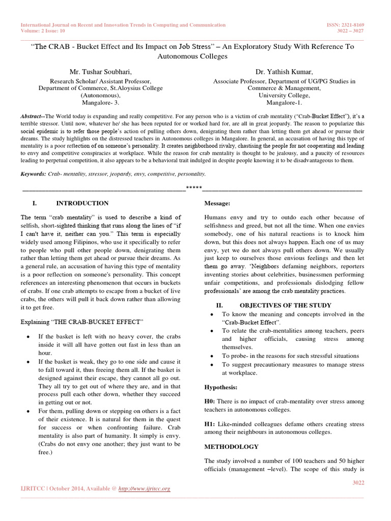 Crab-Bucket Effect on Job Stress | PDF | Statistics | Analysis Of Variance