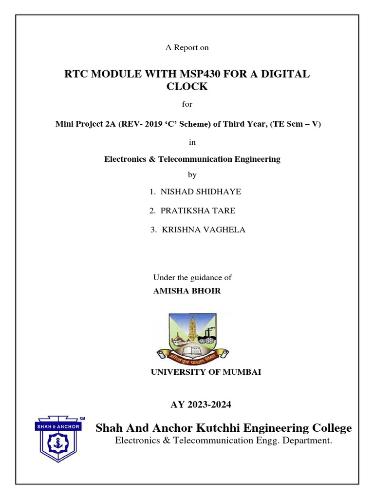 Mini Project Report | PDF | Electronic Circuits | Microprocessor
