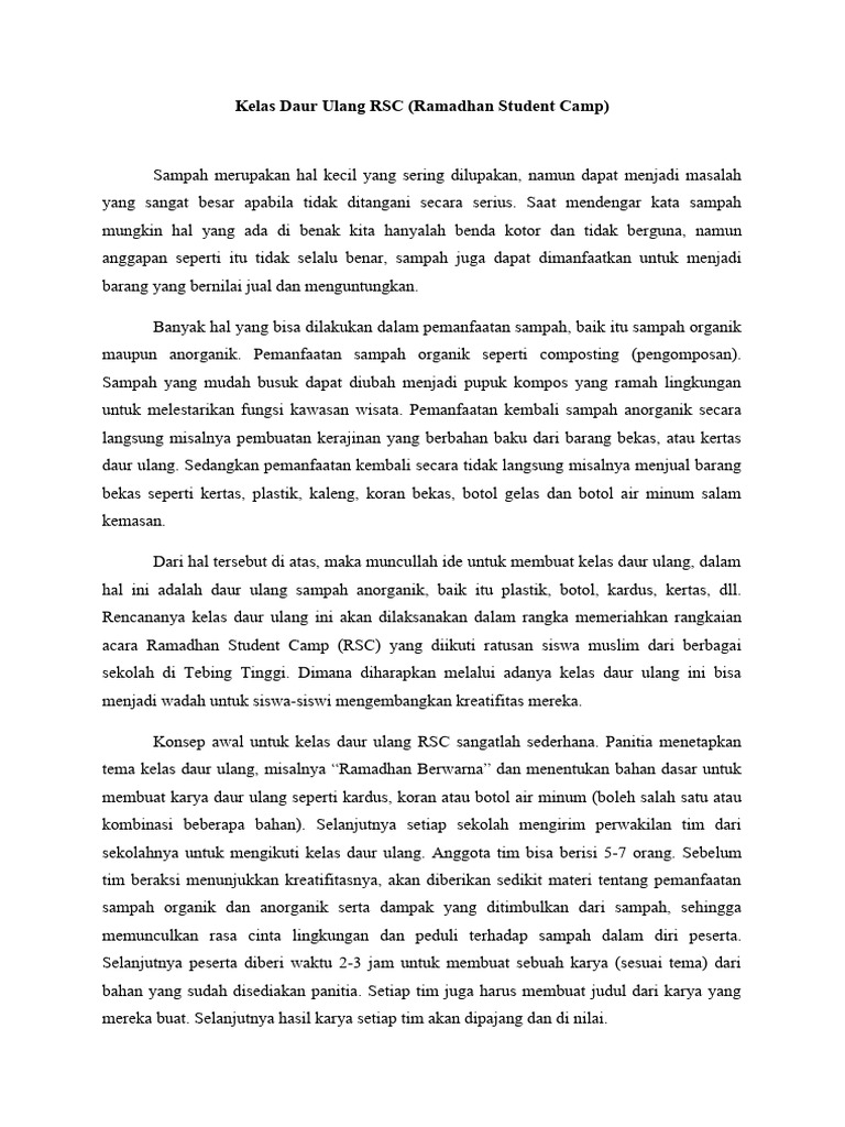 Kelas Daur Ulang RSC | PDF | Sains & Matematika