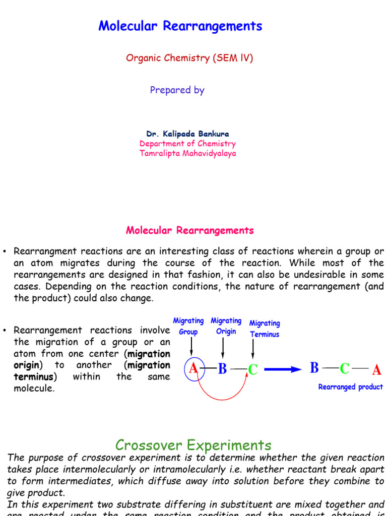 Molecular Rearrangements | PDF | Amine | Chemical Reactions