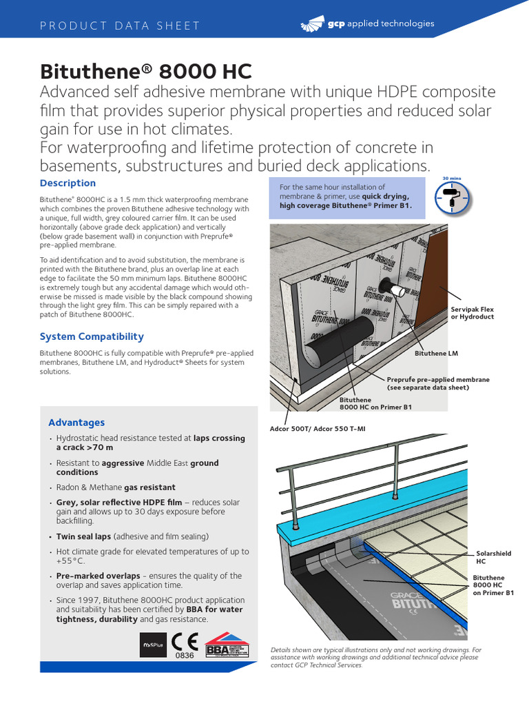 Bituthene 8000HC | PDF | Water | Adhesive