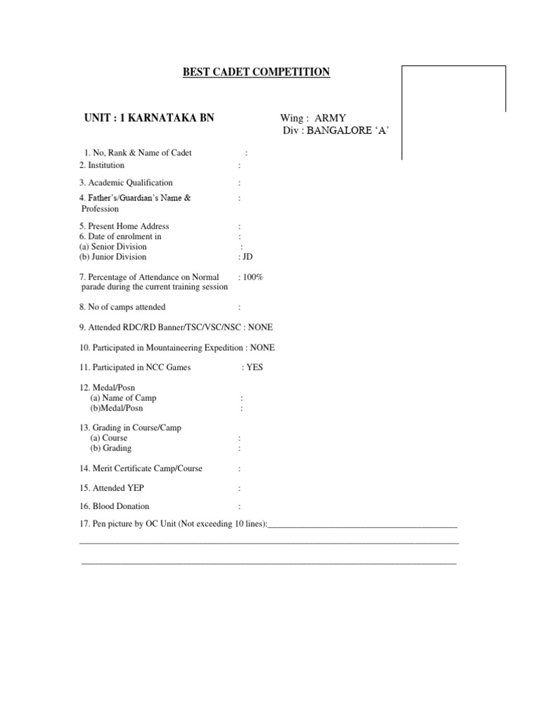 Cadet Application | PDF