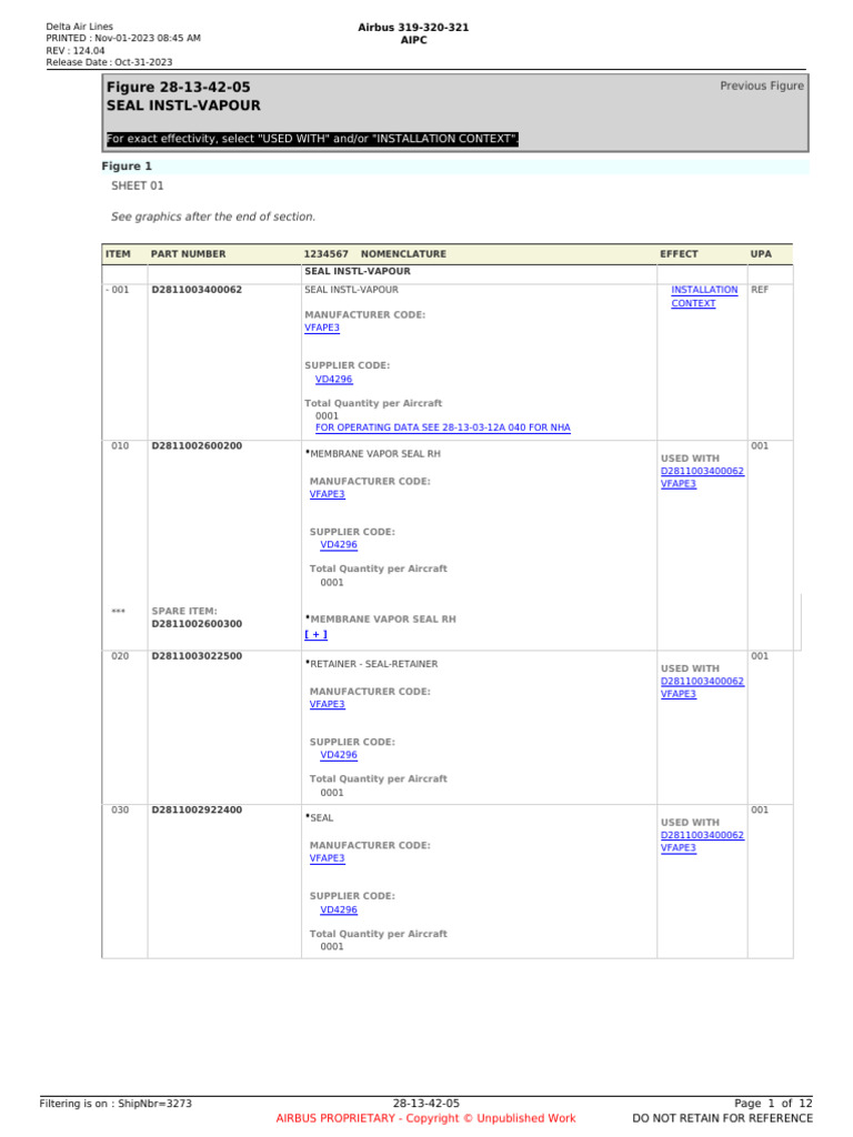 Airbus 319-320-321 - (AIPC) (28-13-42-05 SEAL INSTL-VAPOUR) | PDF | Aviation