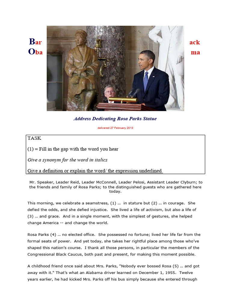 Obama Speech Statue GappedText | PDF | Rosa Parks
