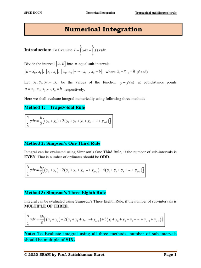SEAMBooks SPCE DCCN Numerical Integration Students | PDF | Integral ...