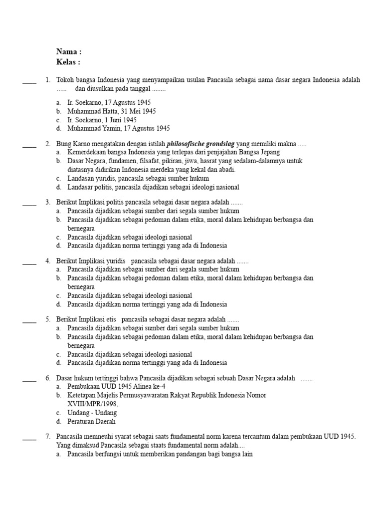 Soal Ulangan & Kisi2 PPKN - Kelas 8 | PDF | Ilmu Sosial