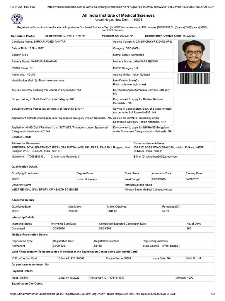 Registration Slip | PDF | Doctor Of Medicine | Medical School