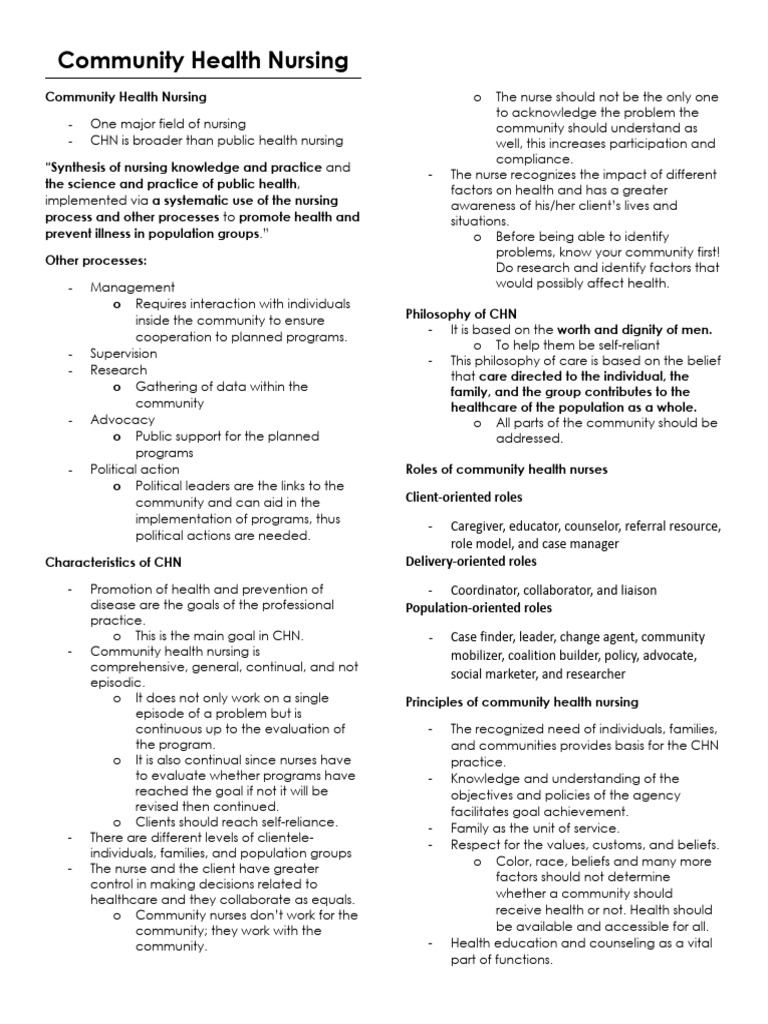 Community Health Nursing II | PDF