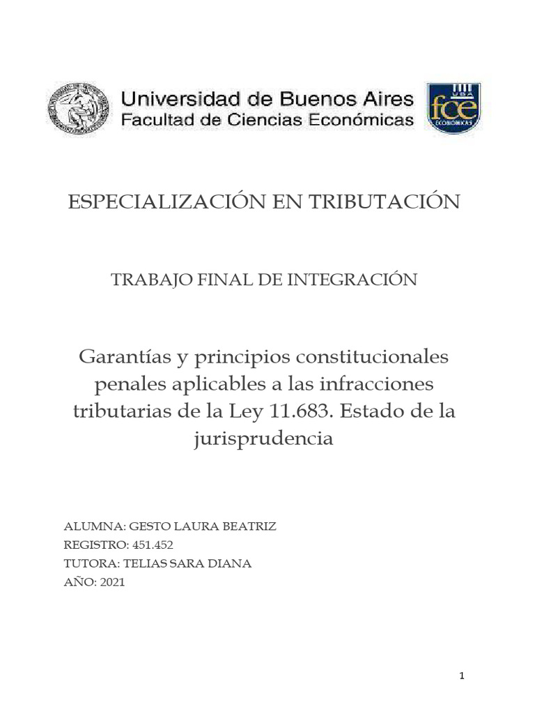 Principios Constitucioanles Ley 11683 | PDF | Derecho penal | Intención ... Principios Constitucioanles Ley 11683 | PDF | Derecho penal | Intención ...