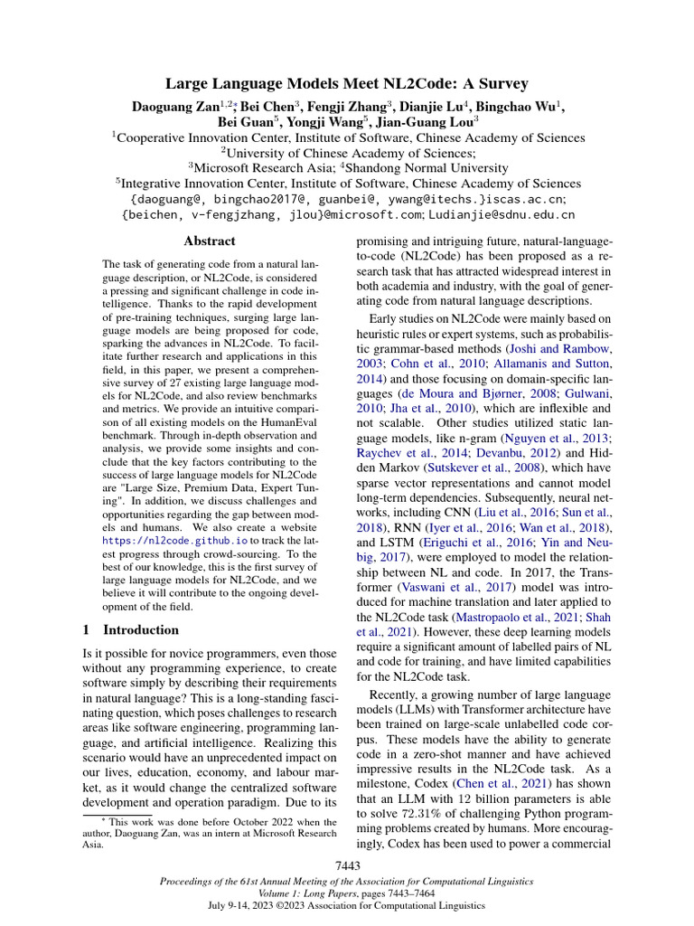 Survey of LLMs for NL2Code Task | PDF | Cognition | Cybernetics