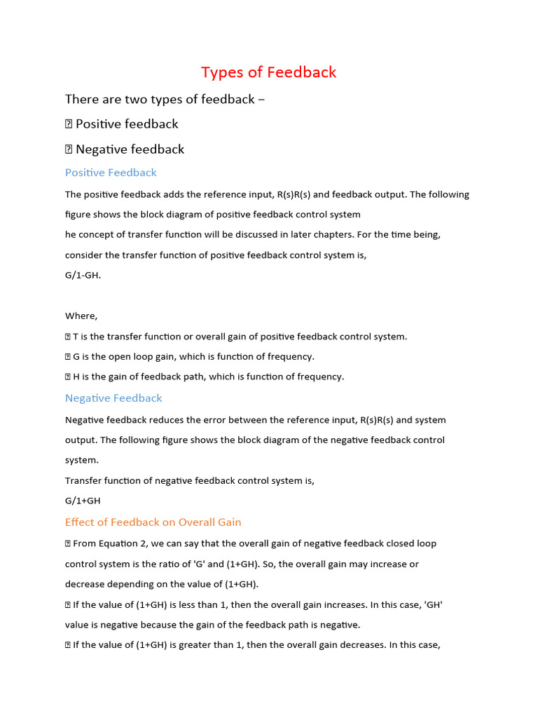 Types of Feedback | PDF