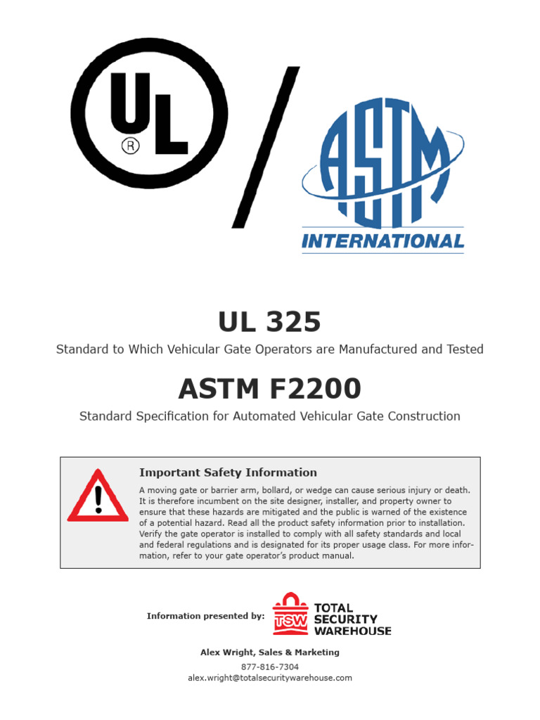 Anexo 1 - Estandar UL325-ASTM F2200 | Download Free PDF | Traffic ...