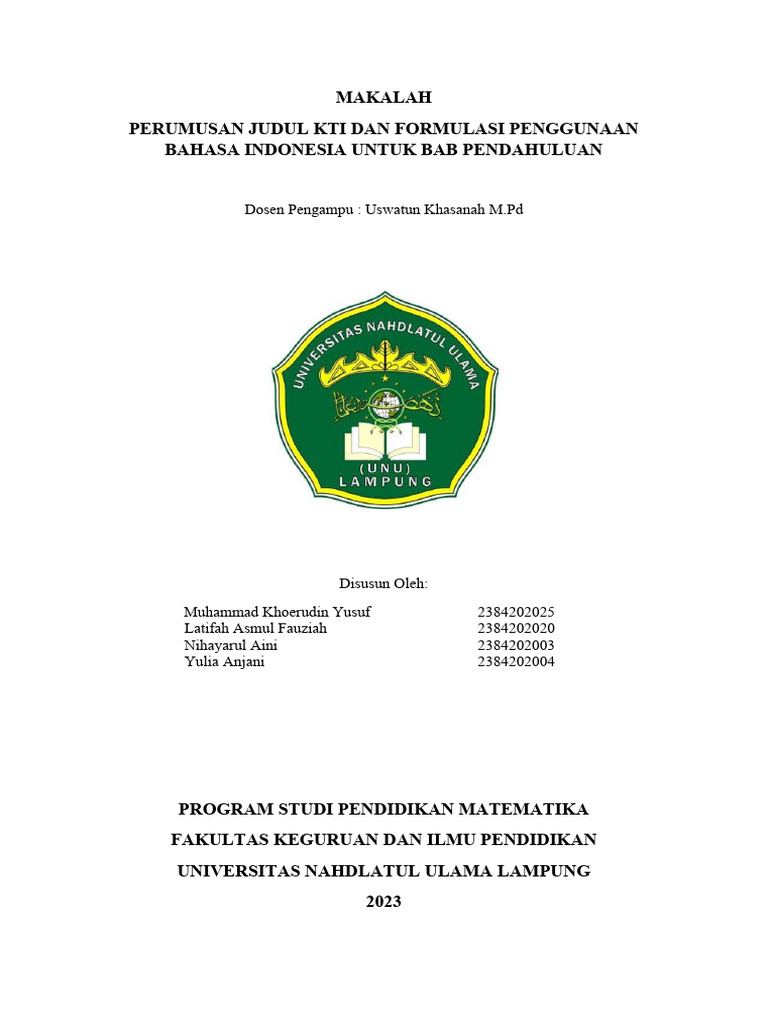 MAKALAH KTI Bhs Indonesia | PDF