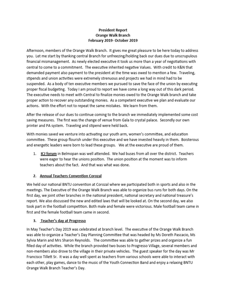 Keith Presidents Report October 2019 | PDF Keith Presidents Report October 2019 | PDF