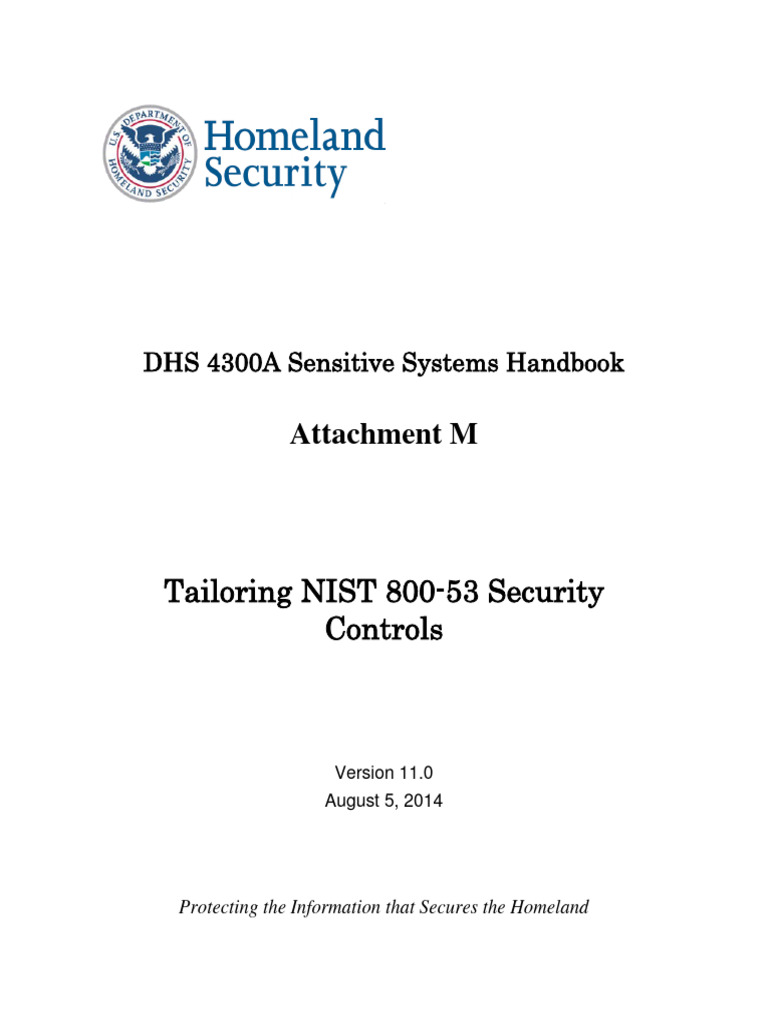 4300A Handbook Attachment M Tailoring NIST 800 53 Security Controls ...