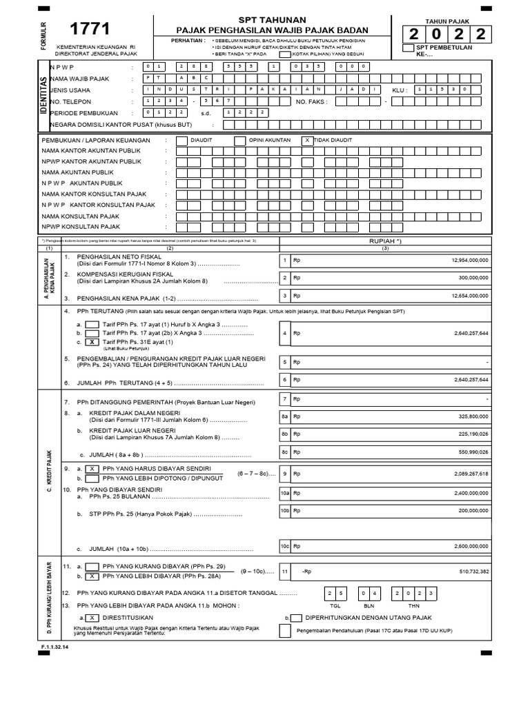 Formulir SPT 1771 ISI | PDF