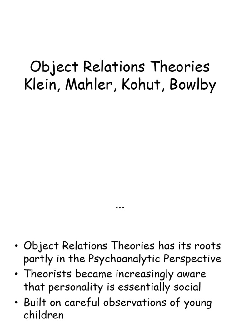 Object Relations Pdf Attachment Theory Object Relations Theory
