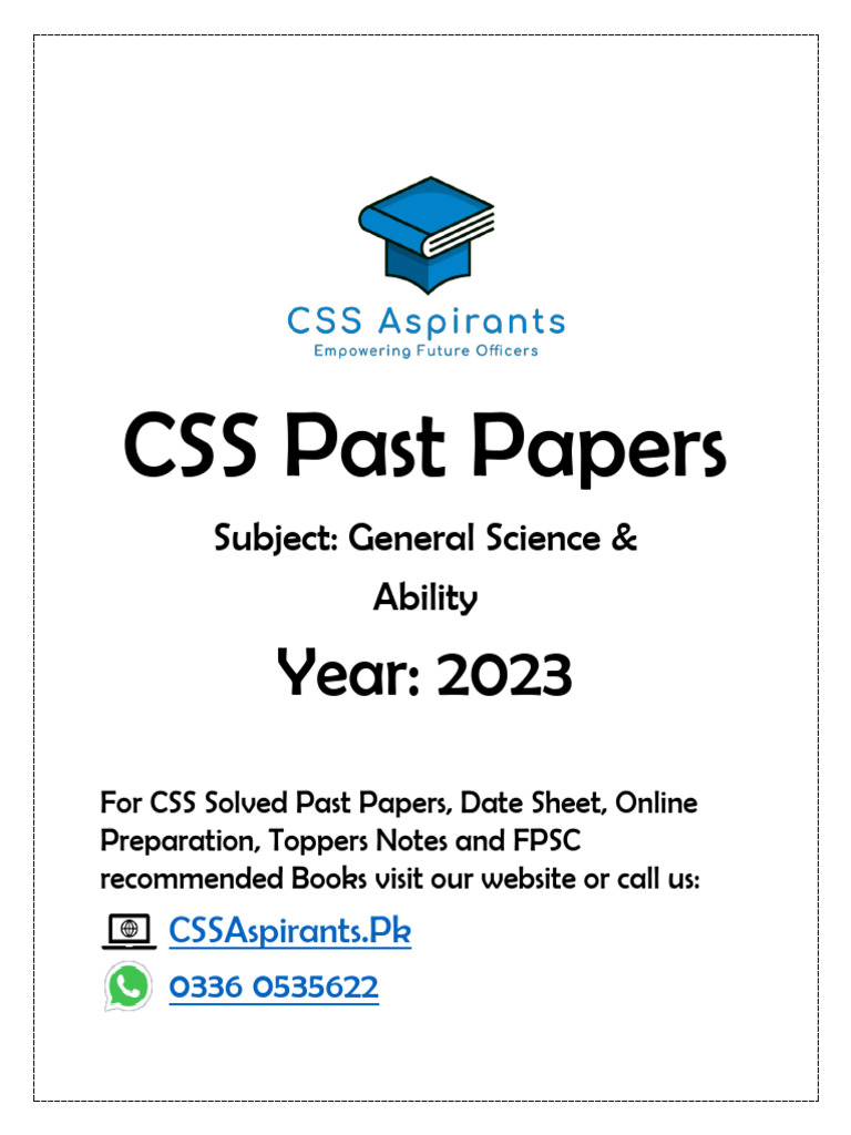 CSS 2023 General Science Past Paper | PDF | Liver | Physical Sciences