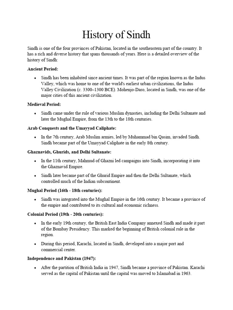 History of Sindh | PDF | Sindh | Pakistan