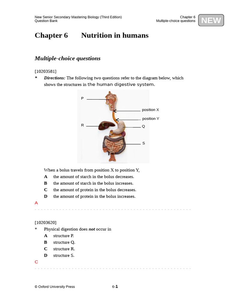 QB 1A ch06 e Sample | PDF | Small Intestine | Digestion