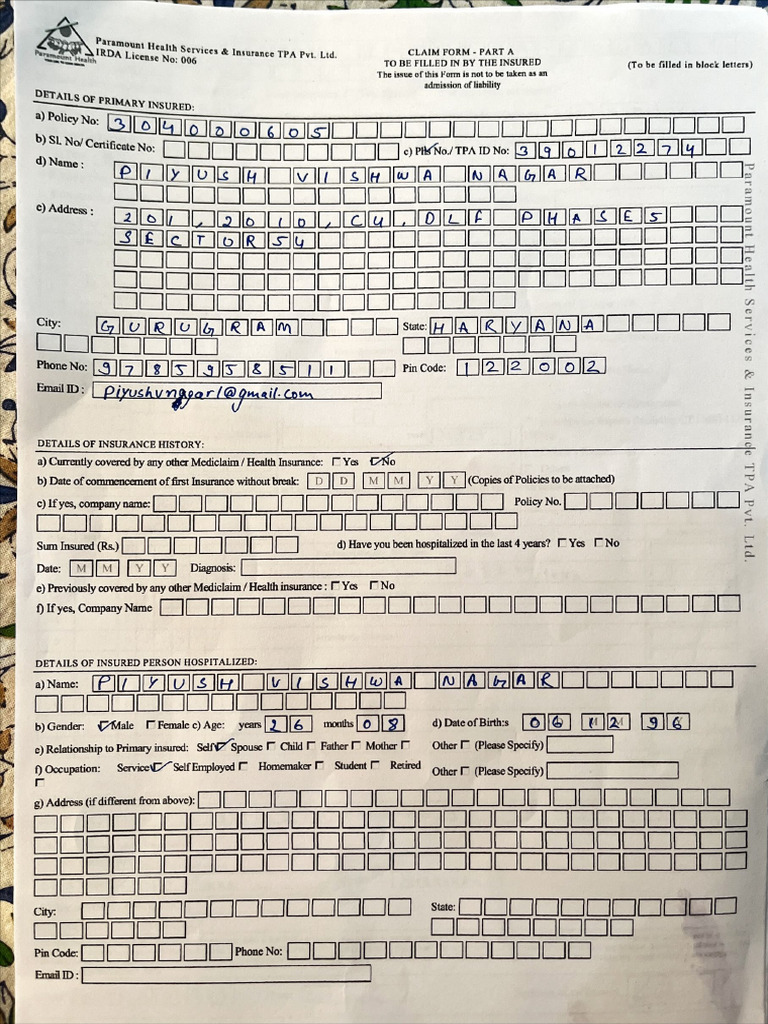 IRDA Form | PDF