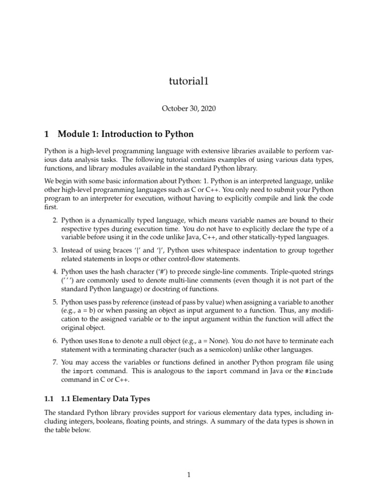 Tutorial 1 | PDF | Python (Programming Language) | Data Type