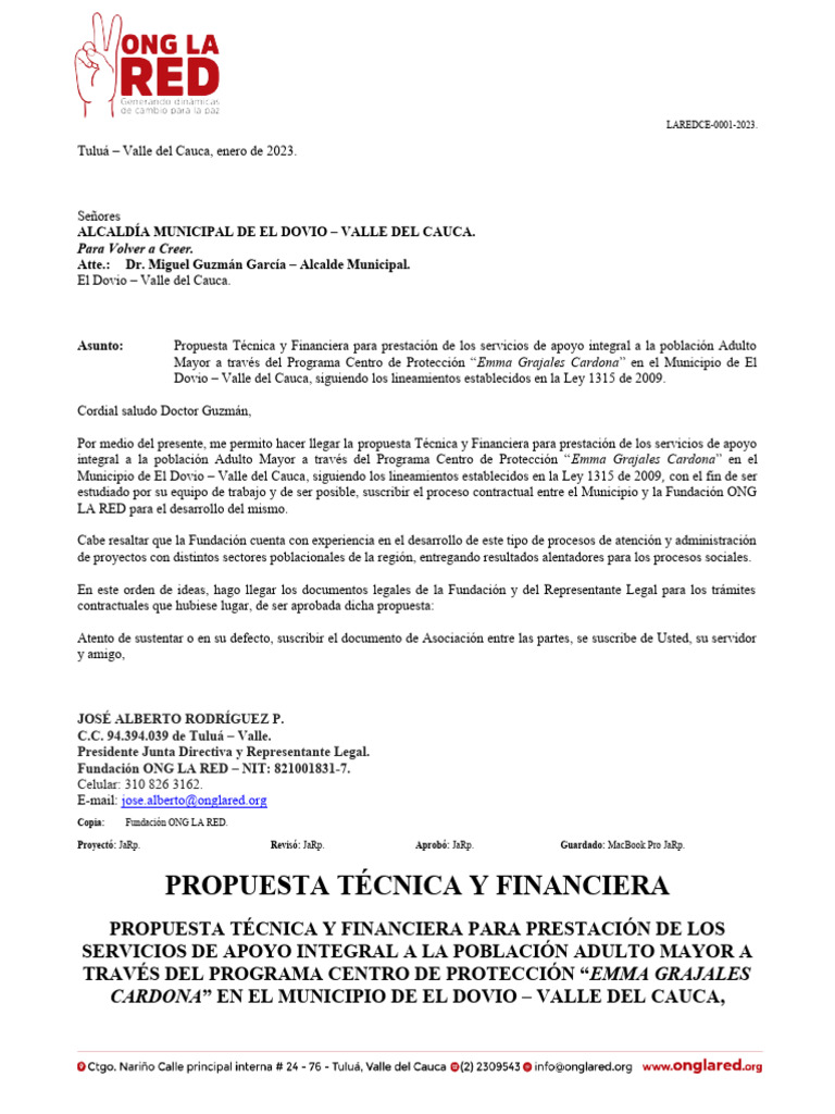 Hoja Vertical-Carta 2023-Fund ONG LA RED | PDF | Negocios | Ciencias ...