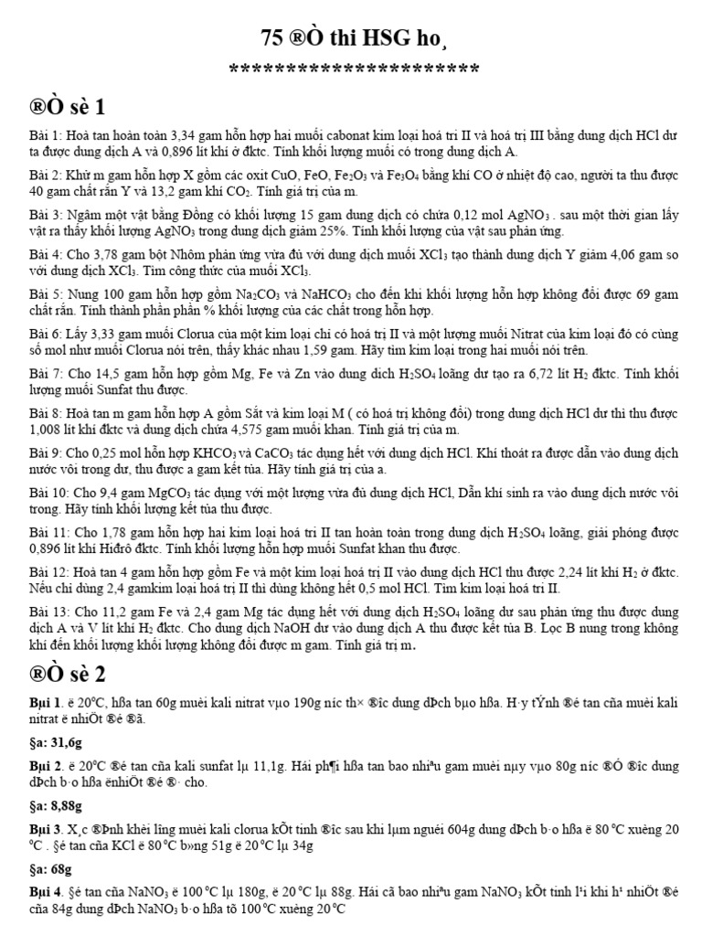 Bo 75 de Thi HSG Mon Hoa Hoc Lop 8 | PDF