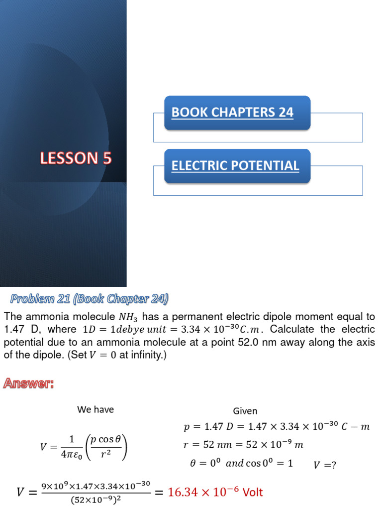 Electric Potential and Field Calculations | PDF | Electric Field | Dipole