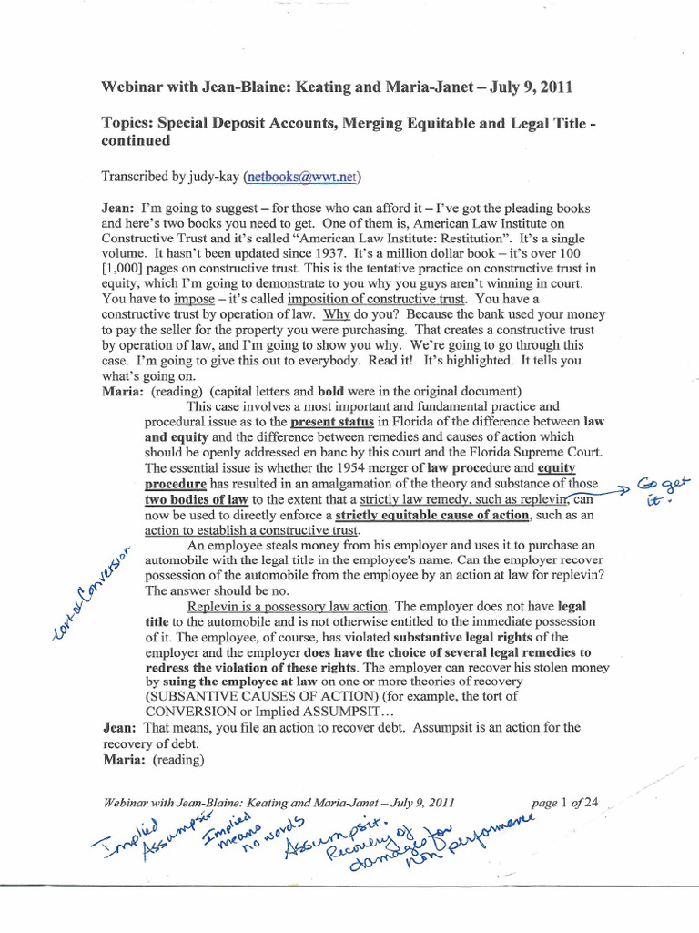 Jean Keating On Special Trust Deposit | PDF