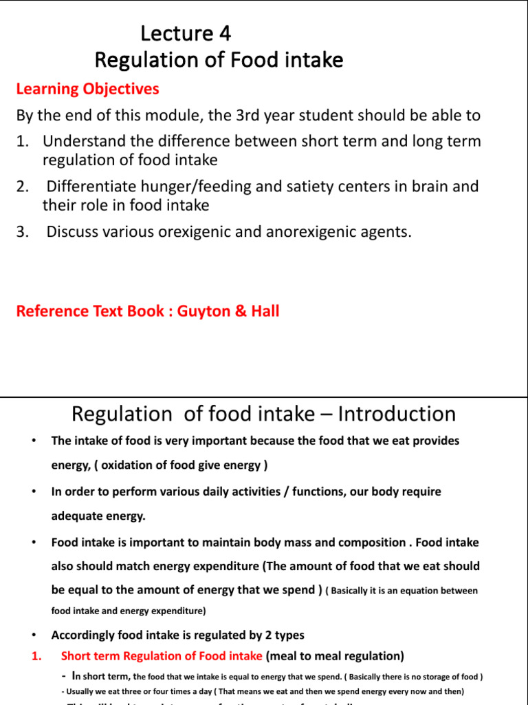 Regulation of Food Intake | PDF | Eating | Leptin