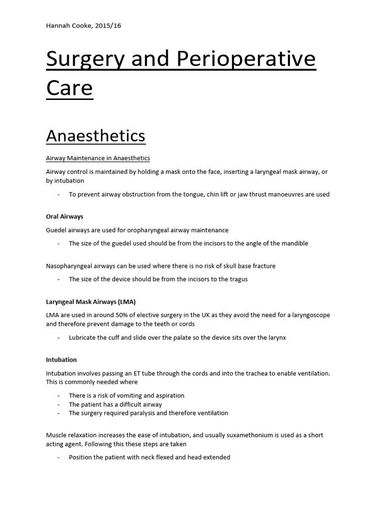 Surgery and Perioperative Care: Anaesthetics | PDF | Anesthesia | Neuron