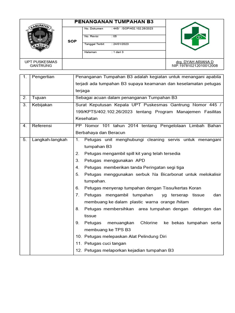 Sop Tumpahan B3 | PDF