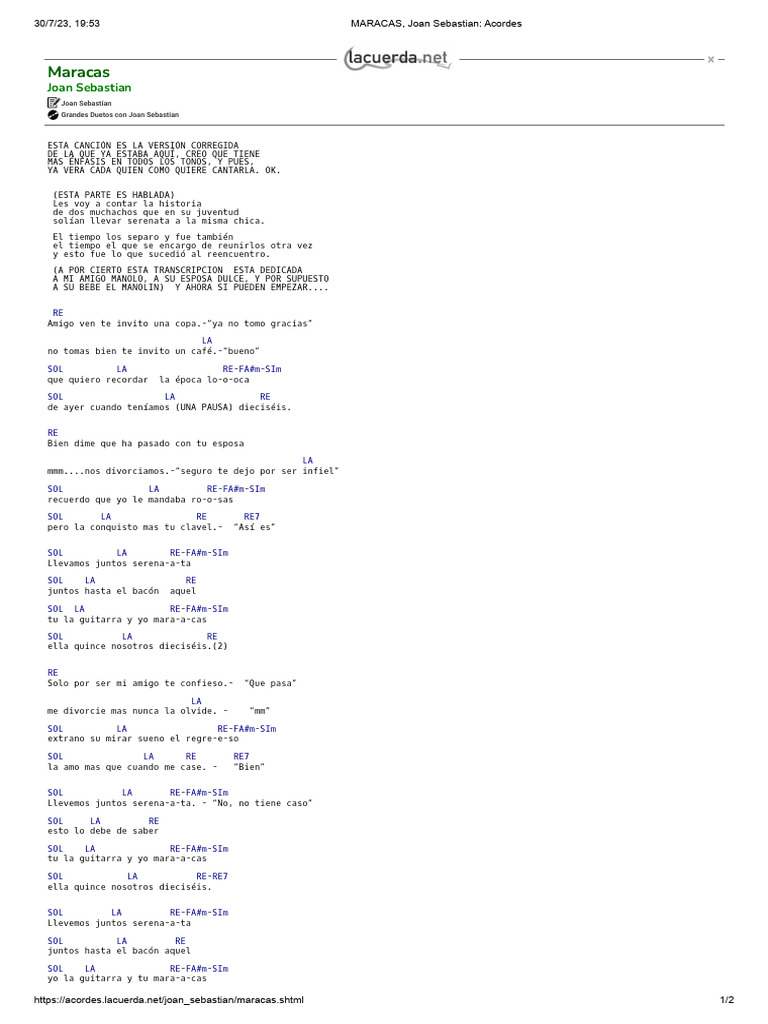 MARACAS, Joan Sebastian - Acordes | PDF | Poesía