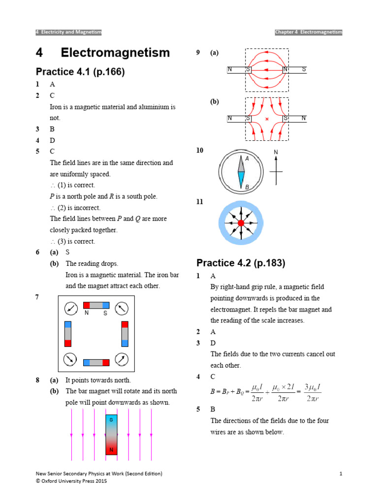 4 Electromagnetism: Practice 4.1 (p.166) | Download Free PDF ...