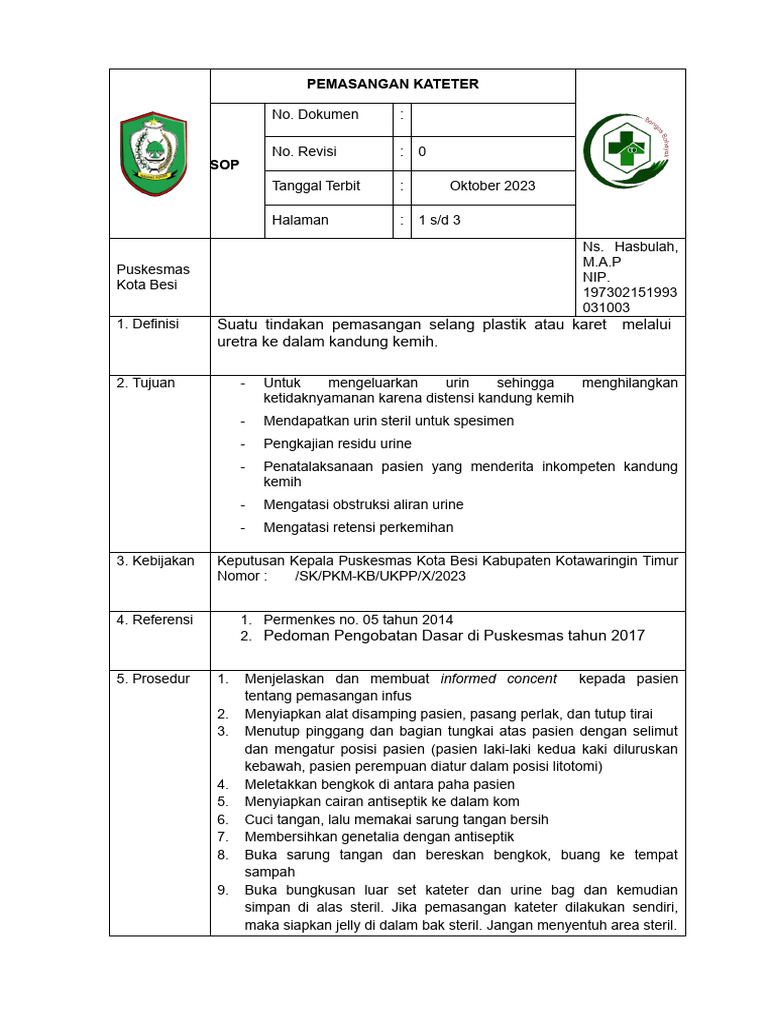 Pemasangan Kateter | PDF
