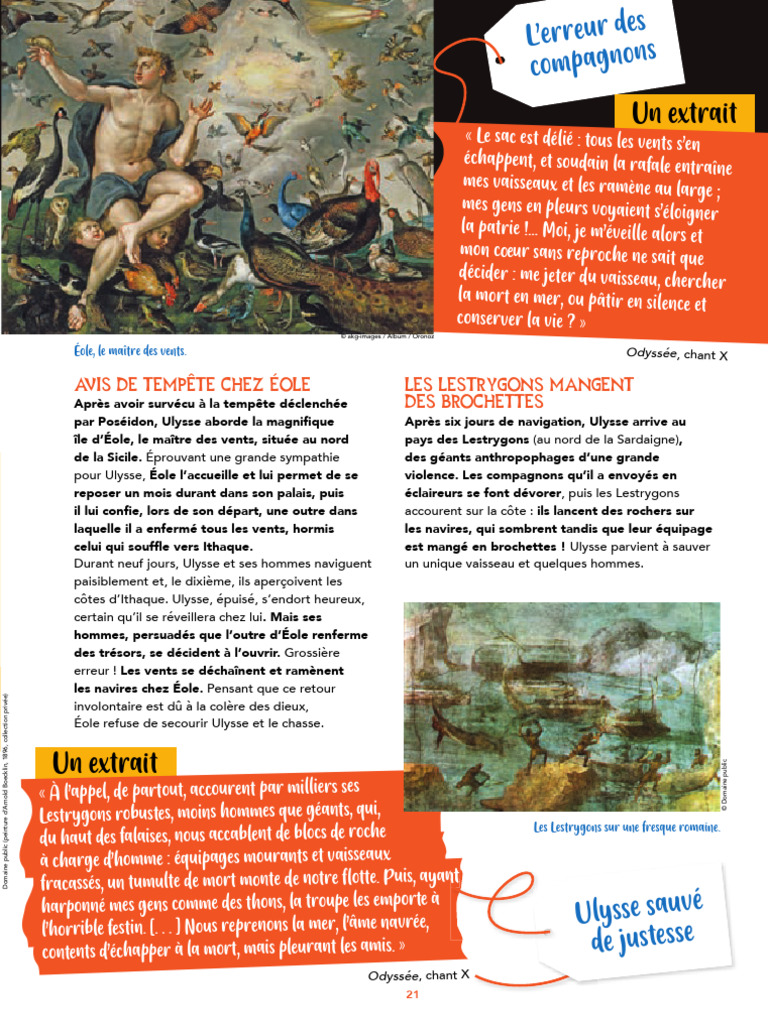 Ulysse, Éole et les Lestrygons | PDF | Odyssée | Mythologie